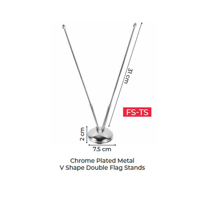 Buy Chrome Plated Metal V Shape Double Flag Stands in Qatar